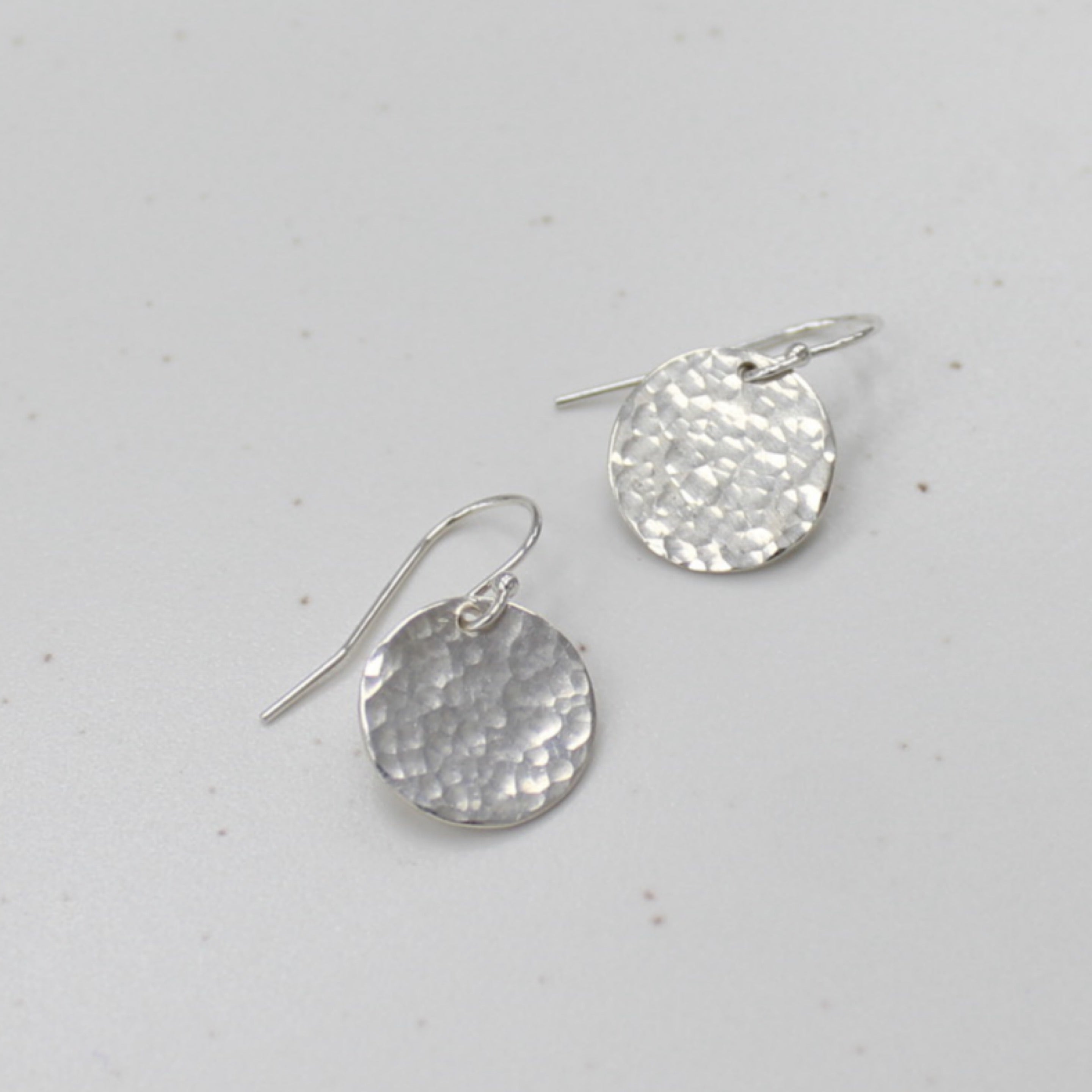 Hammered Solid Circle Earrings sterling silver | Dianne Rodger Jewellery
